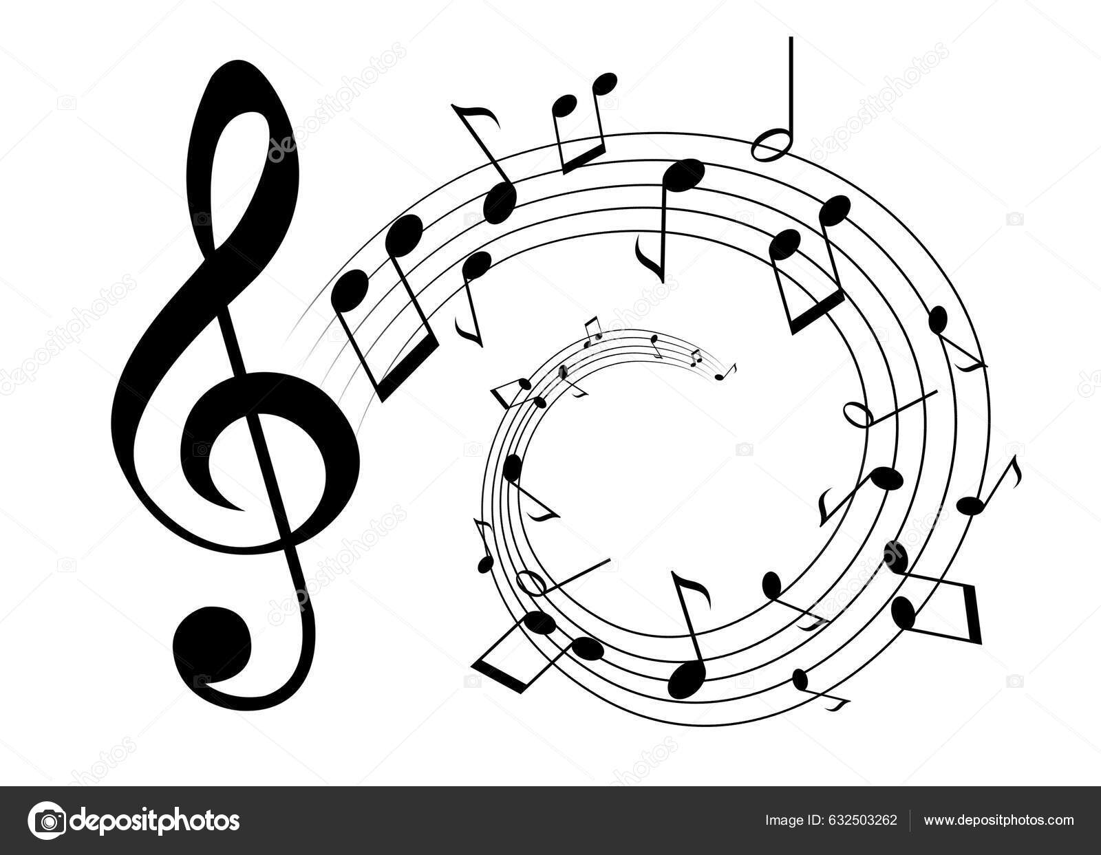 Treble Clef Swirly Staff Musical Notes White Background — Stock Photo ...