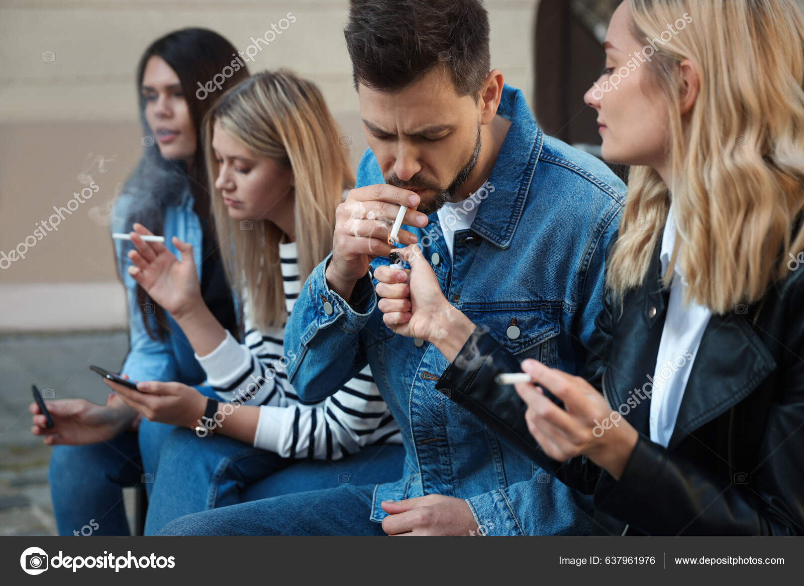 People Smoking Cigarettes In Public