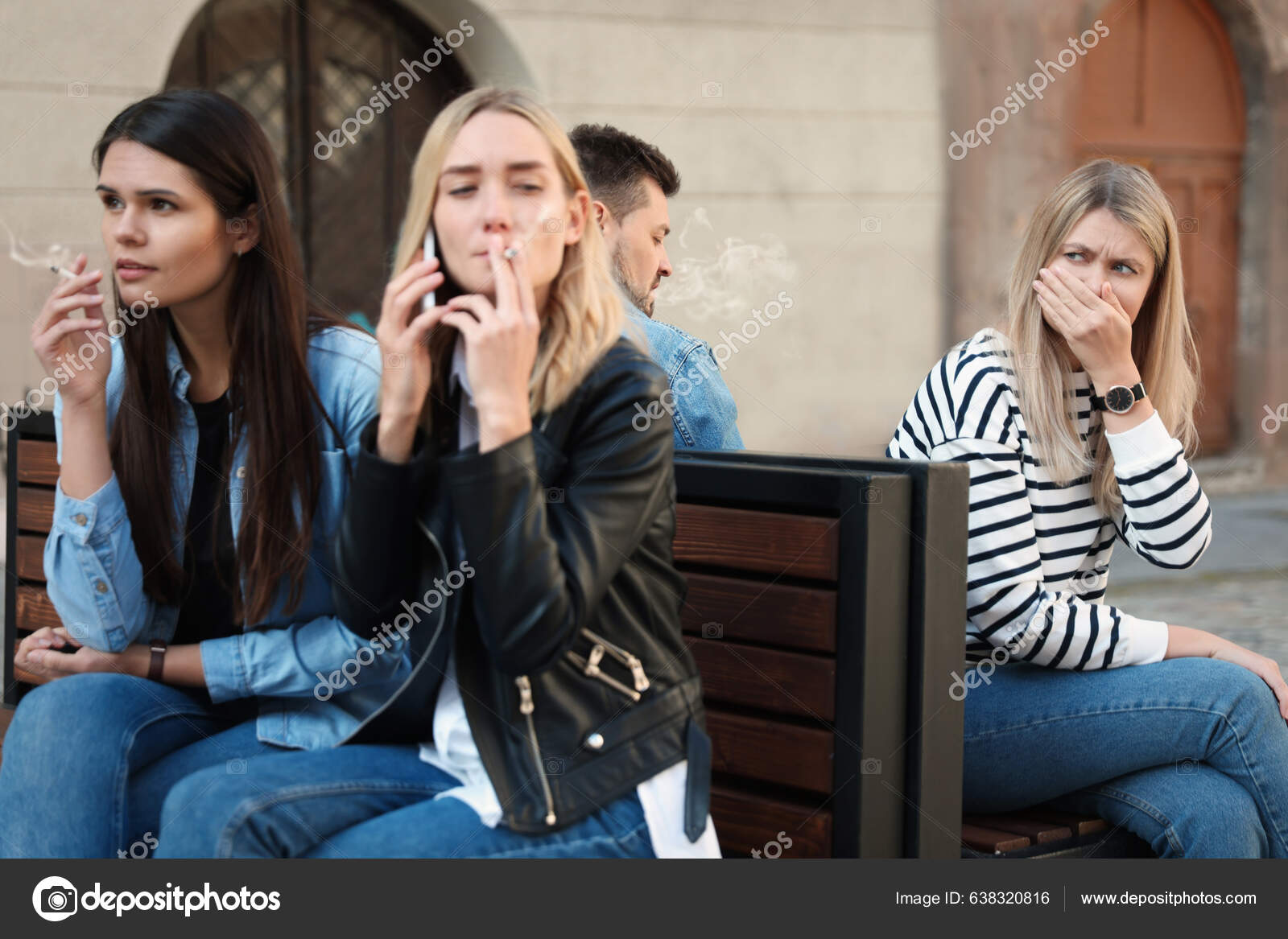 People Smoking Cigarettes In Public