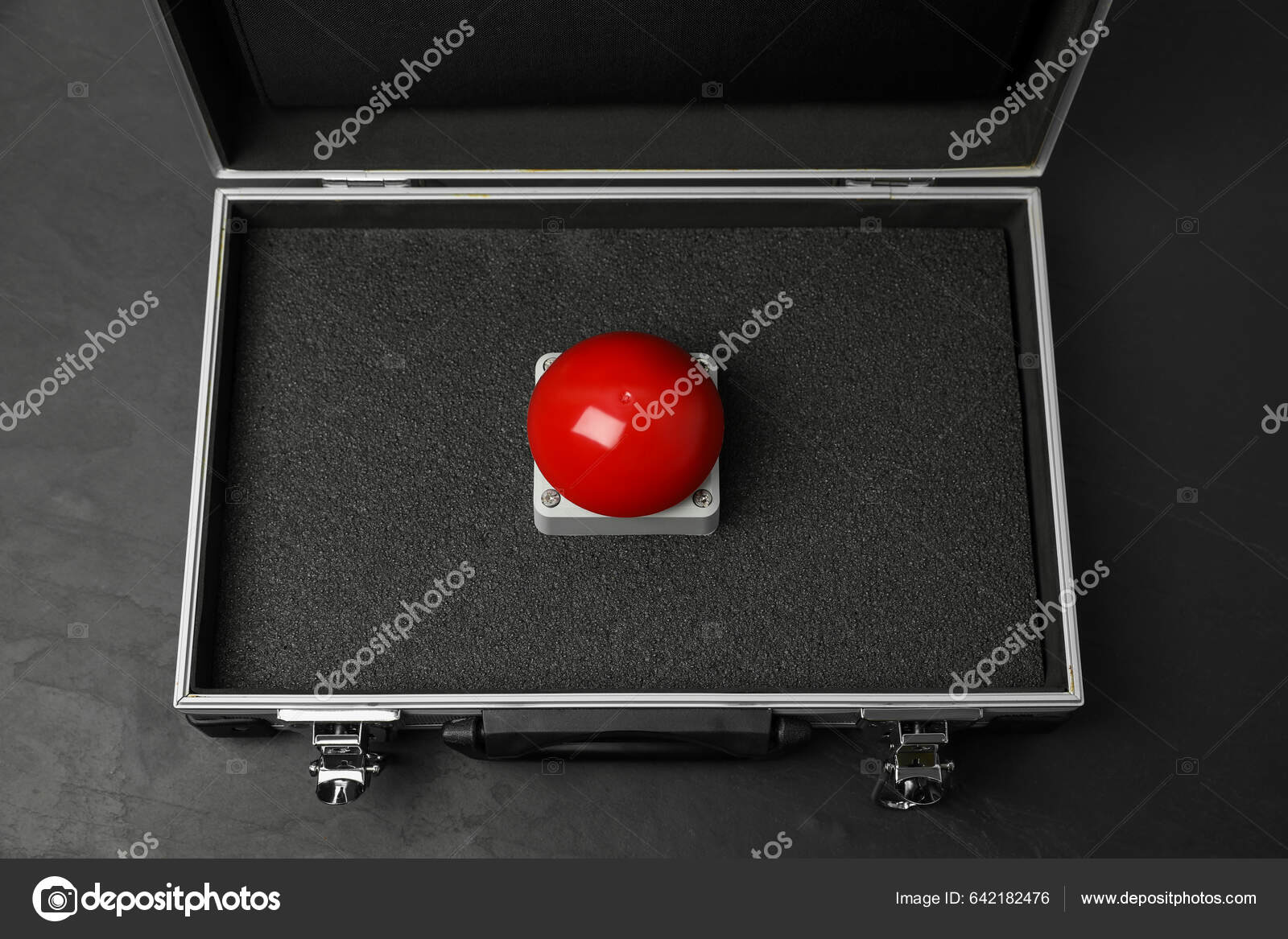 Red Button Nuclear Weapon Suitcase Black Background View War Concept ...