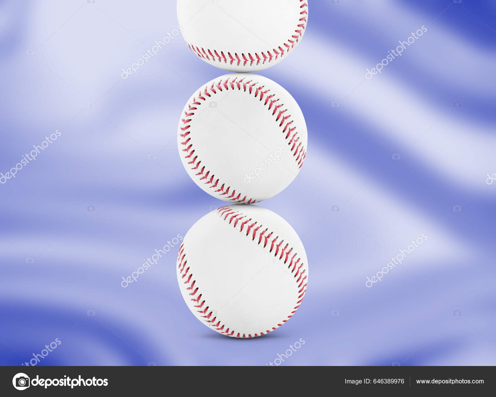 Stack Baseball Balls Blue Background — Stock Photo © NewAfrica #646389976