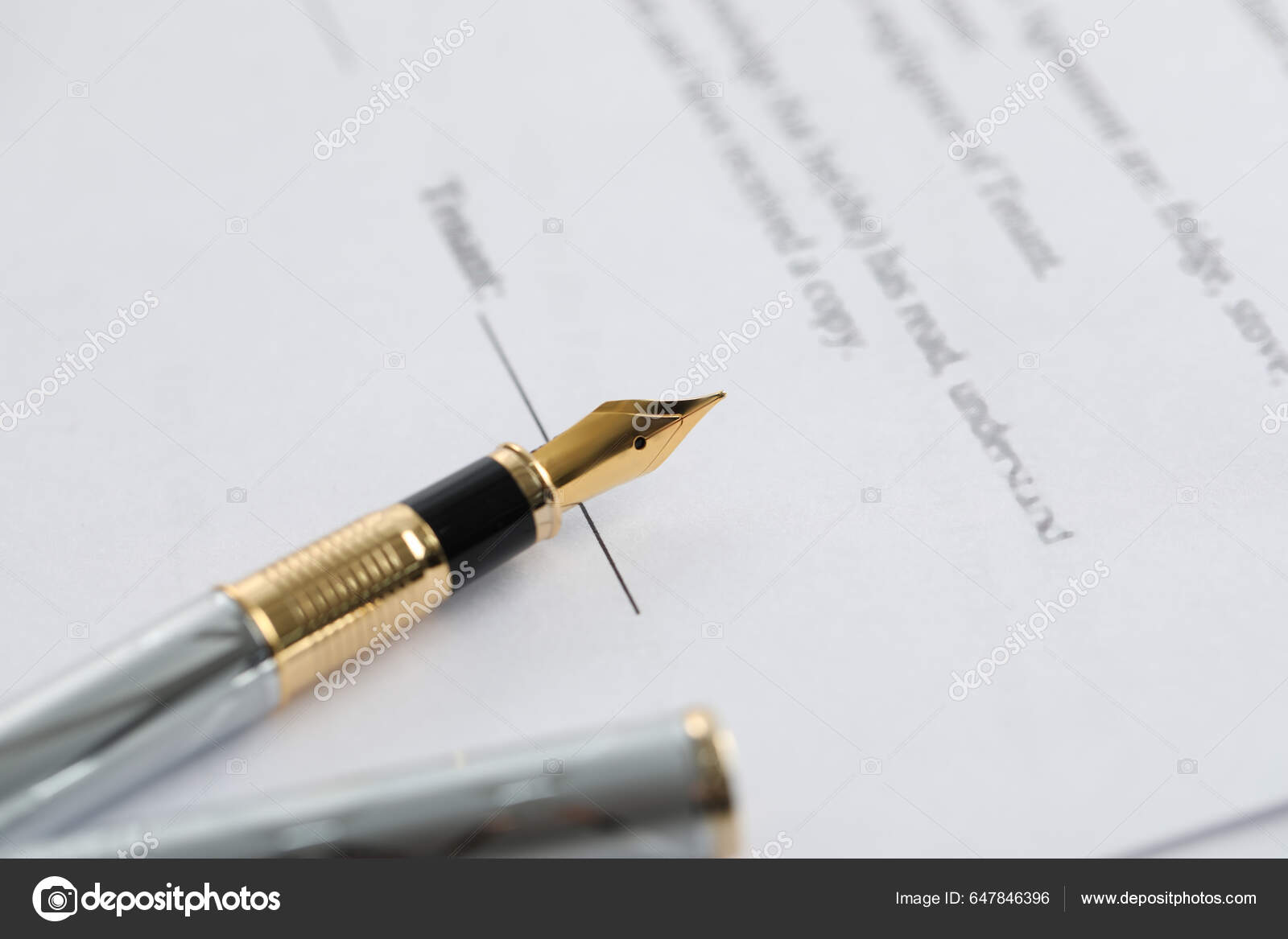 Fountain Pen Paper Document Closeup Notary Services — Stock Photo ...