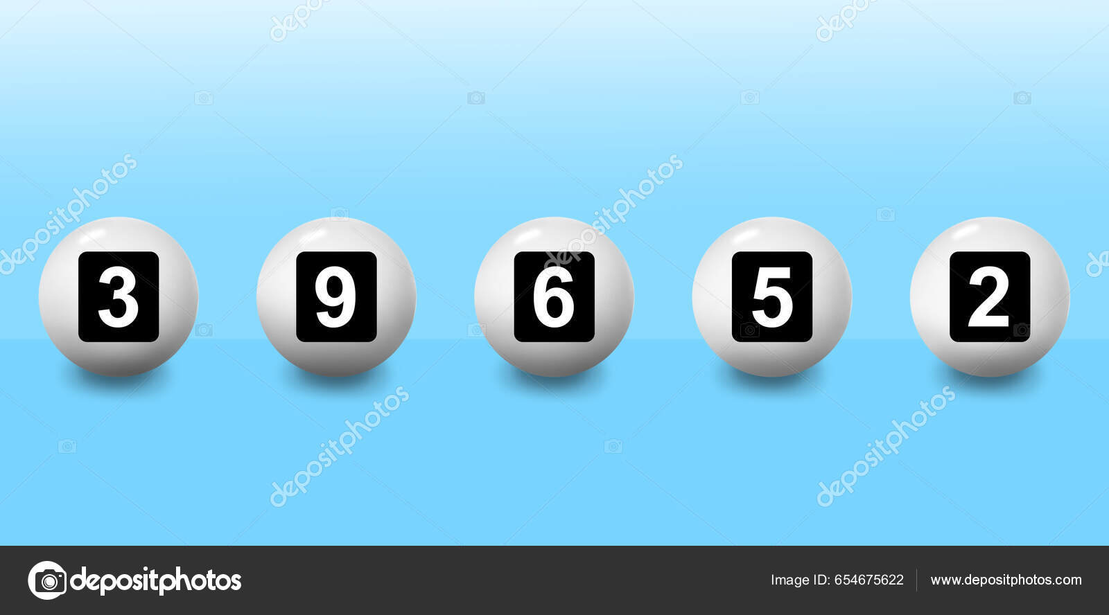Set Lottery Balls Numbers Light Blue Gradient Background — Stock Photo ...