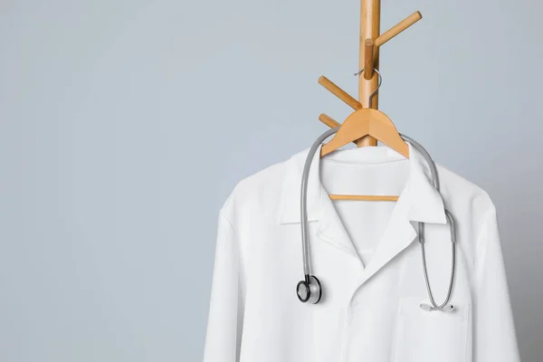 Doctor's Gown Stethoscope Rack White Background Medical Uniform — Stock ...