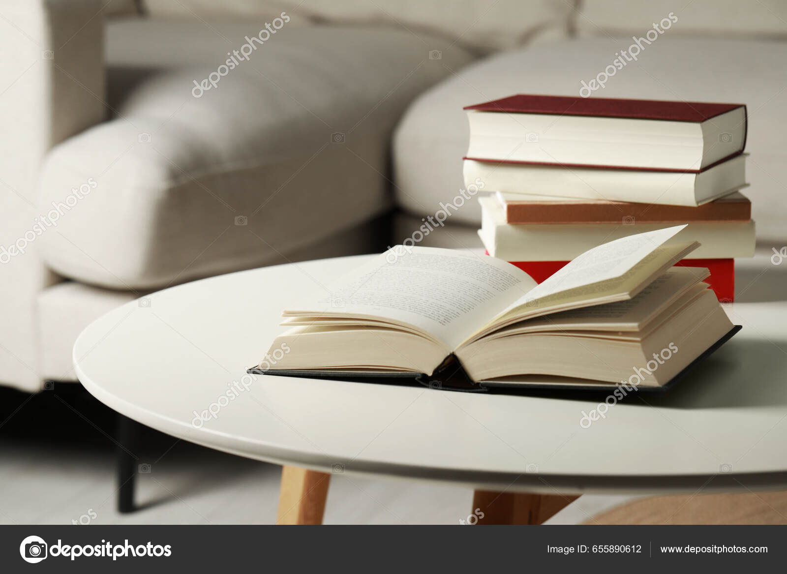 Many Different Books White Table Indoors Space Text — Stock Photo ...
