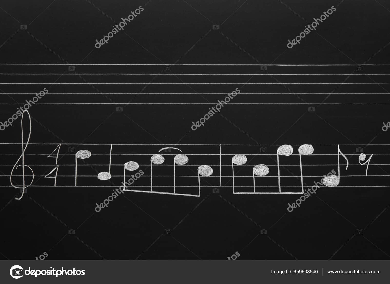 Notas Musicales Escritas Con Tiza Pizarra — Foto de stock © NewAfrica ...