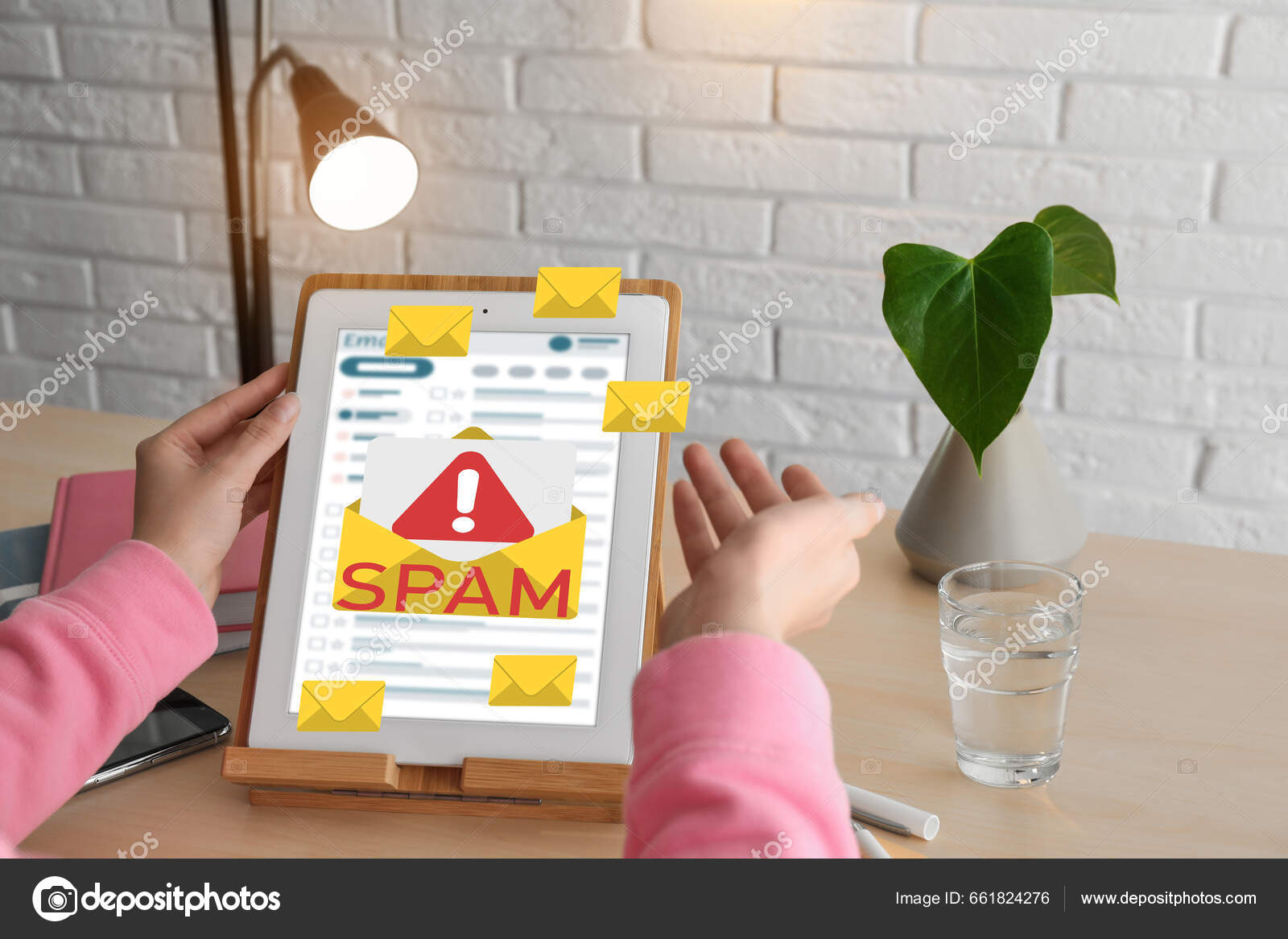 Spam Warning Message Envelope Illustrations Popping Out Device Display ...