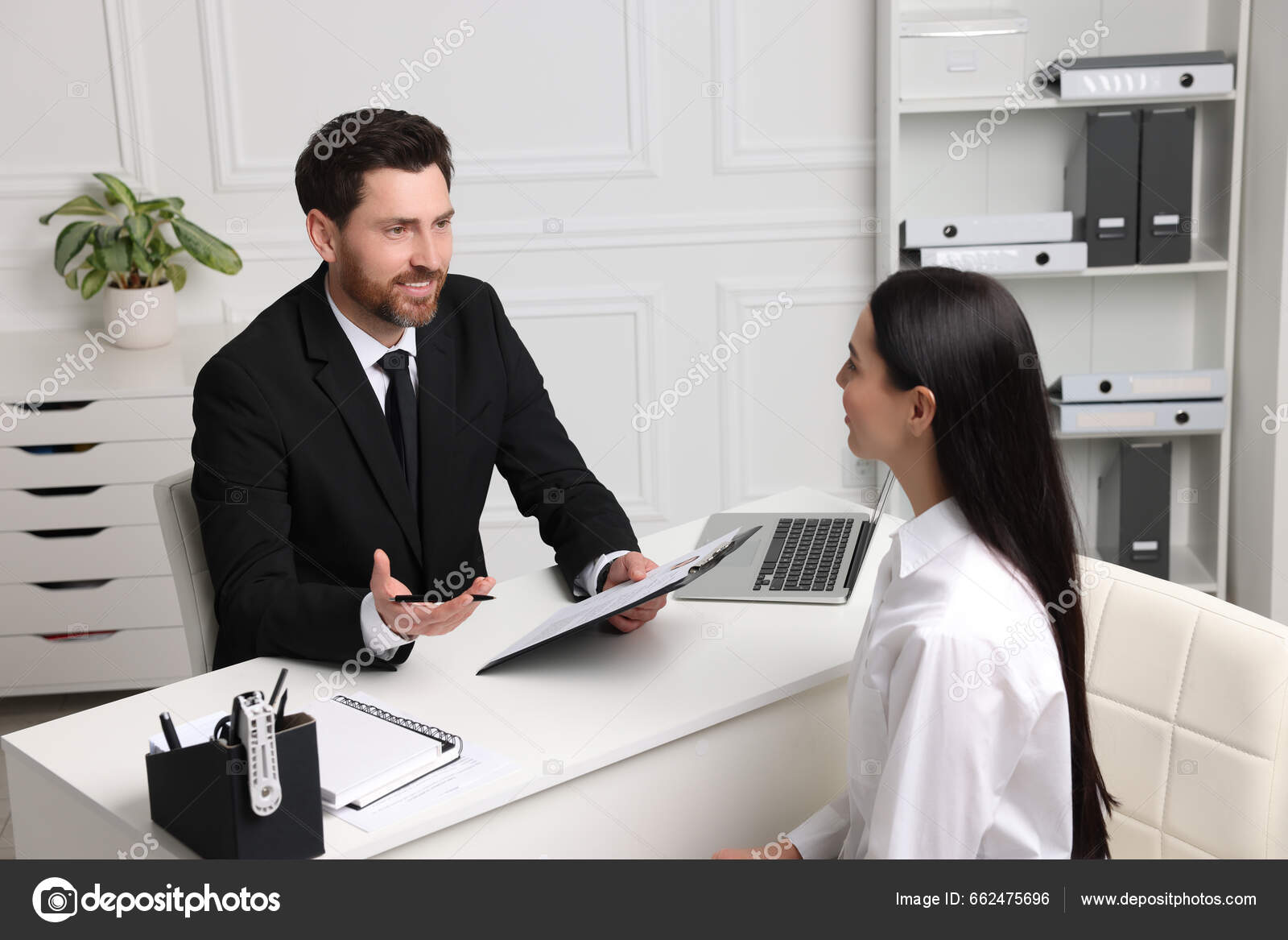 Human Resources Manager Conducting Job Interview Applicant Office — Stock Photo © NewAfrica ...