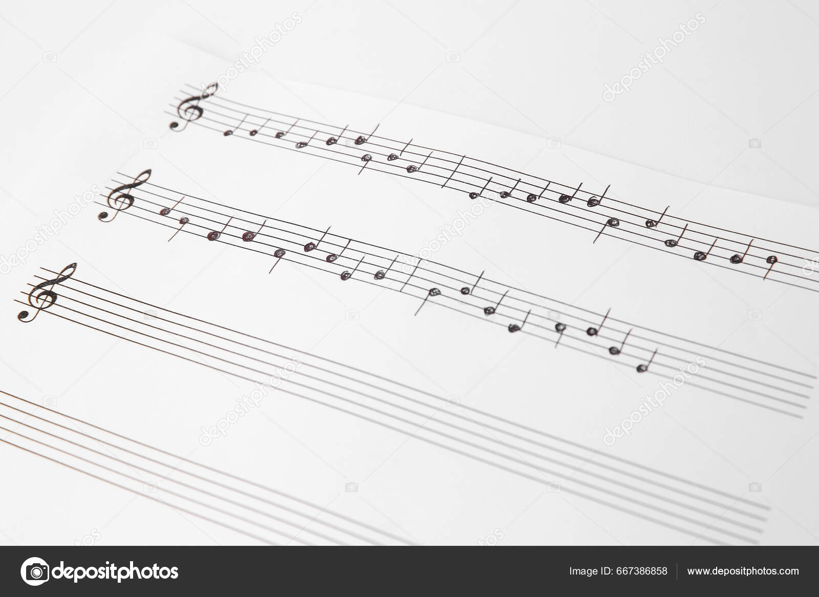 Sheet Paper Music Notes White Background Closeup View — Stock Photo ...