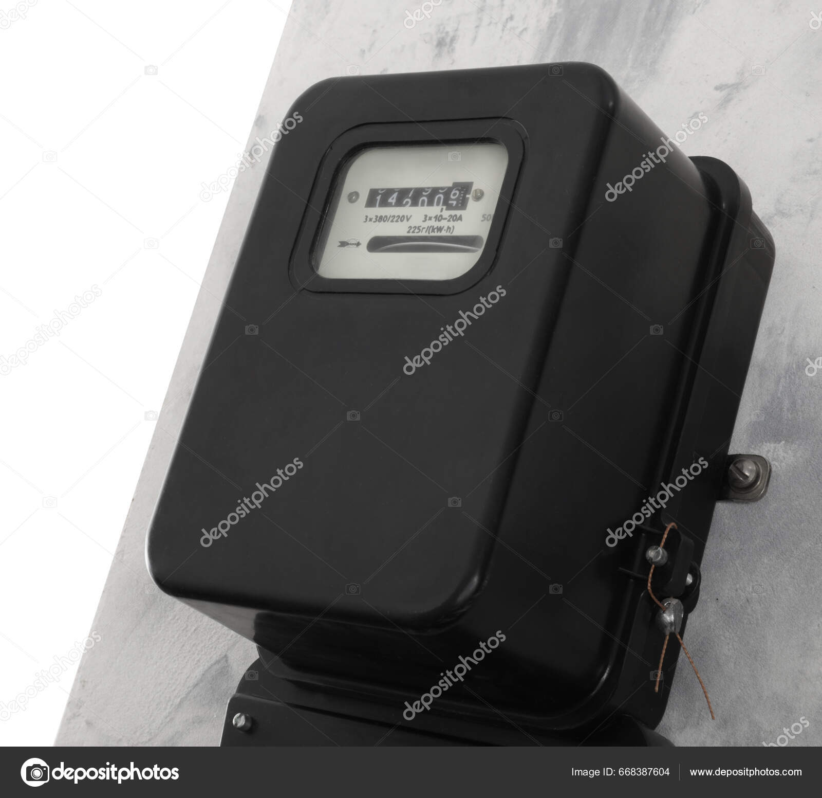 Electricity Meter Light Grey Wall White Background Space Text — Stock ...