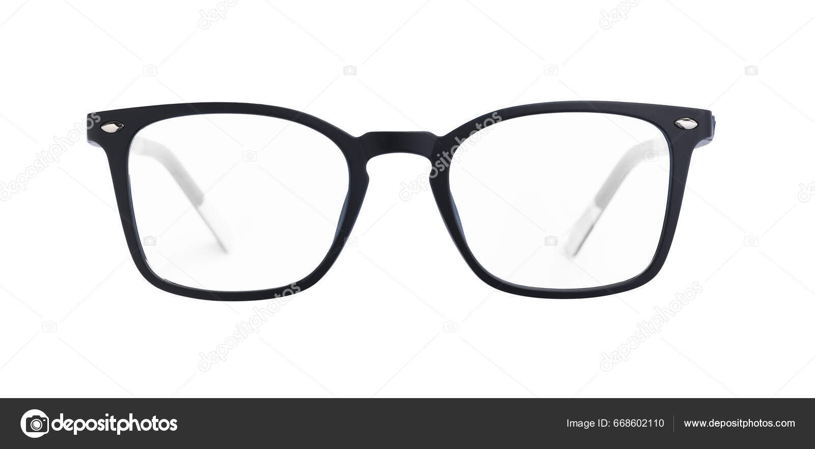 Stylish Pair Glasses Black Frame Isolated White Stock Photo by ...