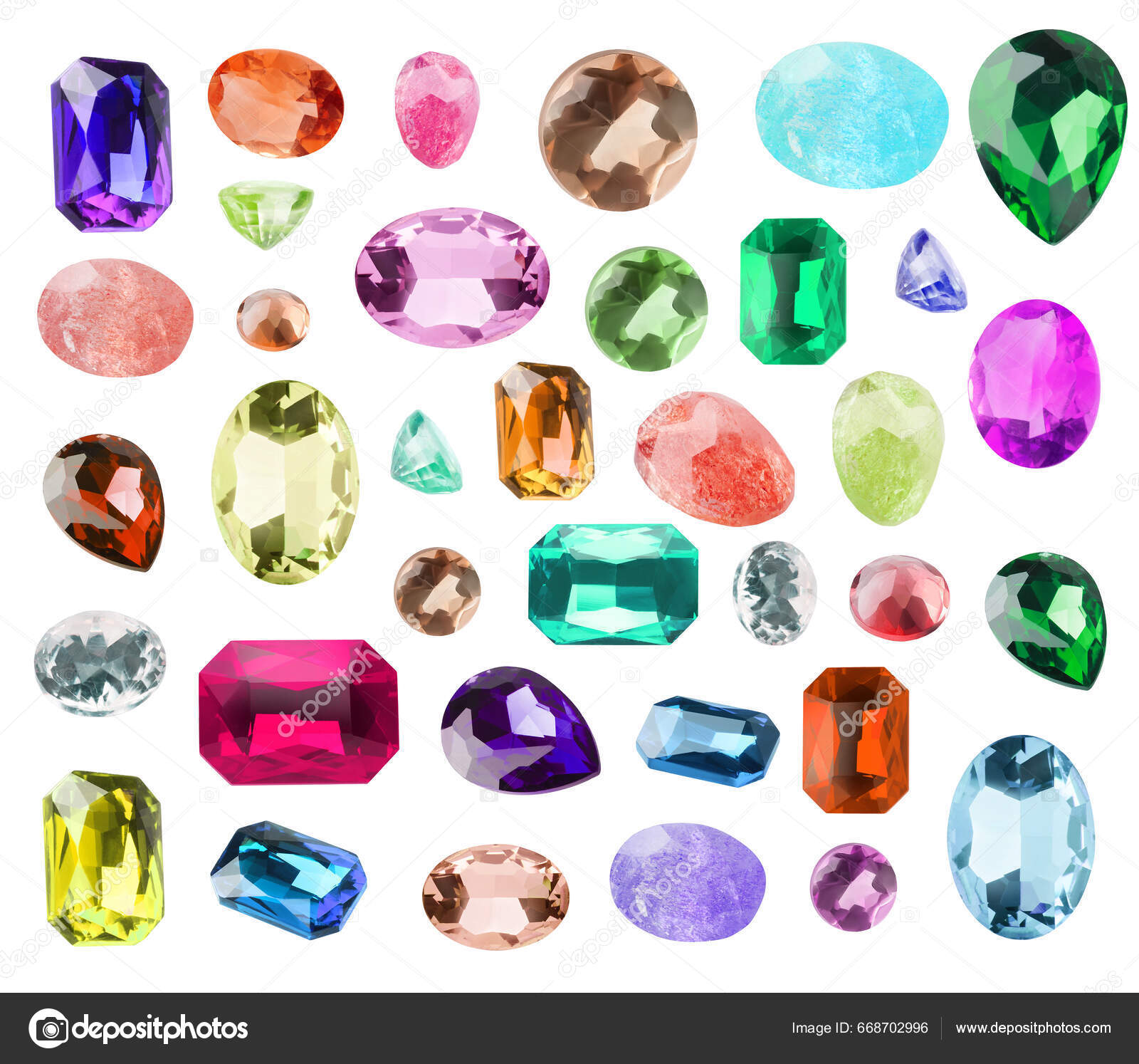 Set Different Shiny Gemstones Jeweler Isolated White — Stock Photo ...
