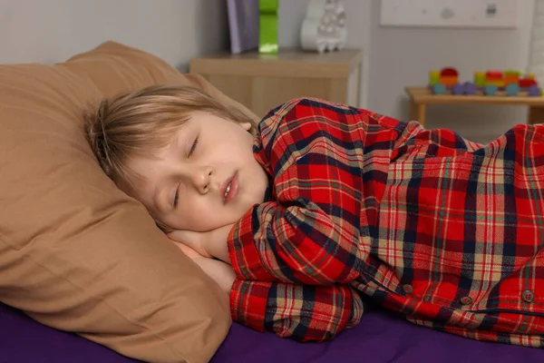 Little Boy Snoring While Sleeping Bed Night — Stock Photo © NewAfrica ...