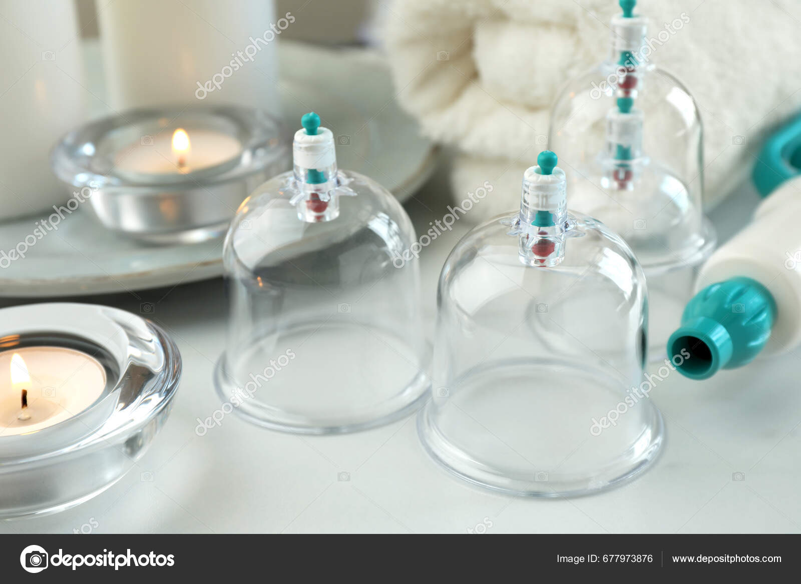 Plastic Cups White Table Closeup Cupping Therapy — Stock Photo ...