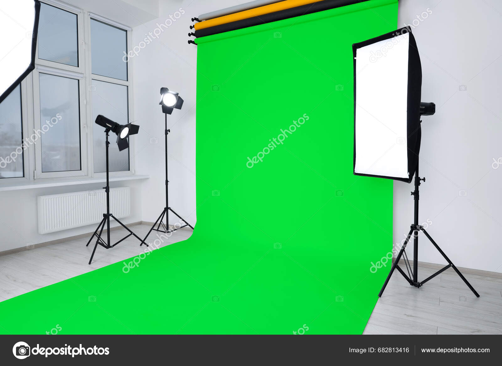 Chroma Key Compositing Green Backdrop Equipment Studio — Stock Photo ...