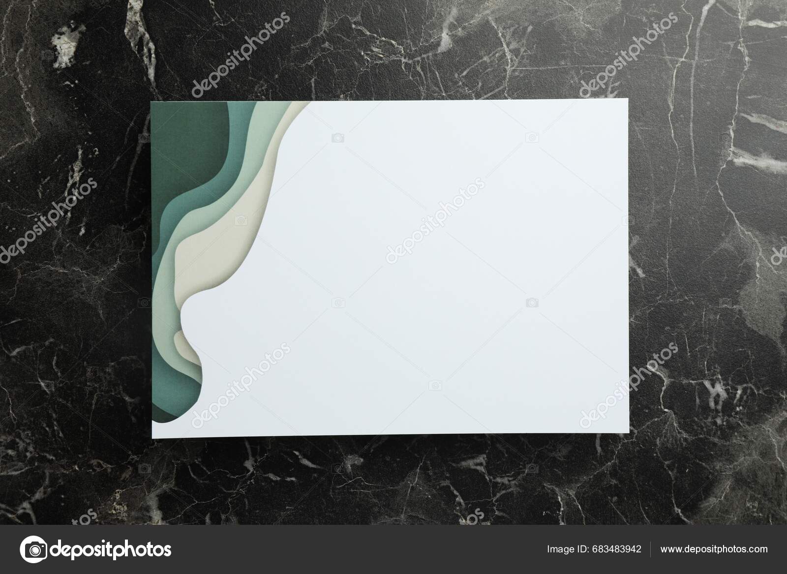 Blank Invitation Card Black Marble Background Top View Space Text Stock ...