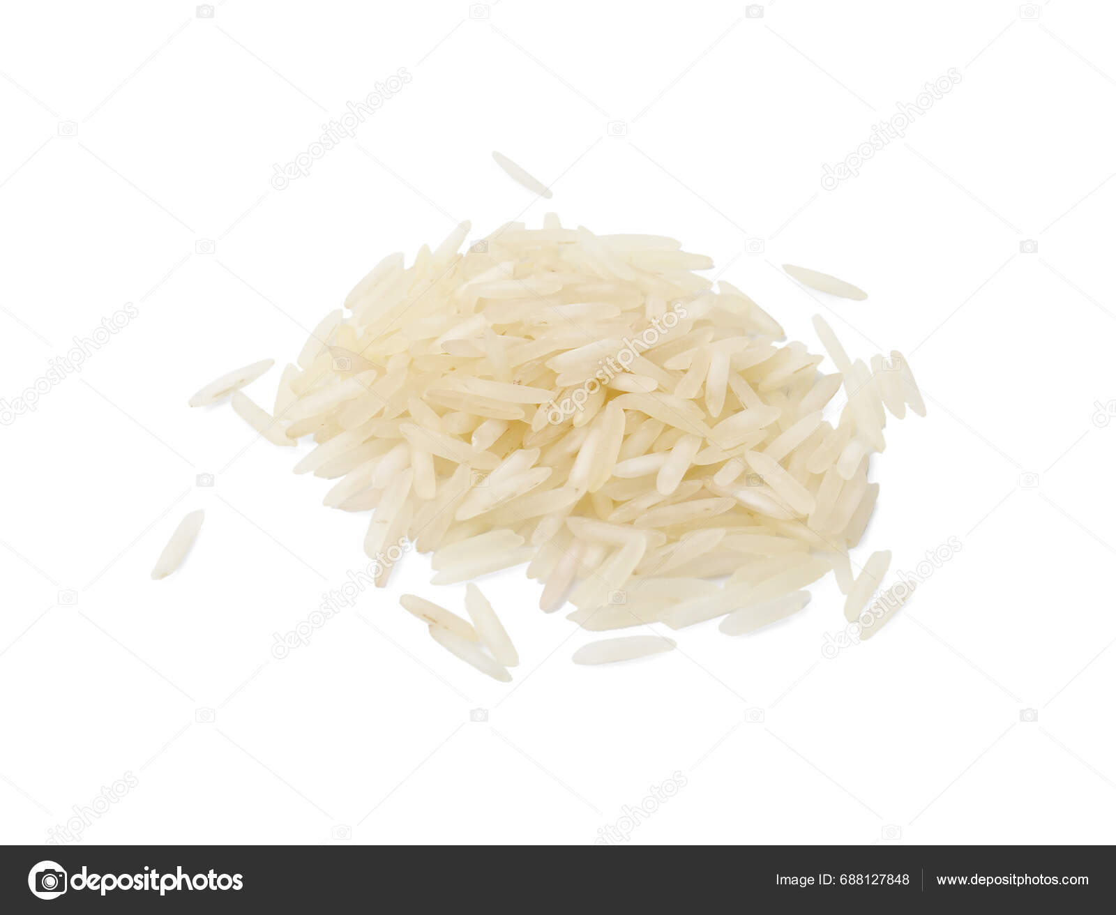Pile Raw Rice Isolated White — Stock Photo © NewAfrica #688127848