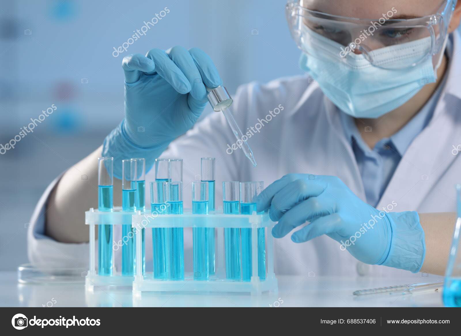 Scientist Dripping Liquid Pipette Test Tube Laboratory — Stock Photo ...
