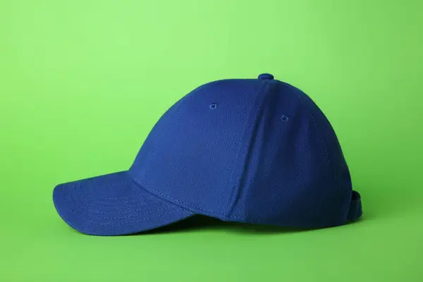 Stylish Blue Baseball Cap Light Grey Background Top View — Stock Photo ...