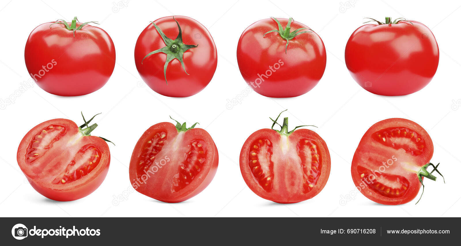 Whole Cut Ripe Tomatoes Isolated White Set — Stock Photo © NewAfrica ...