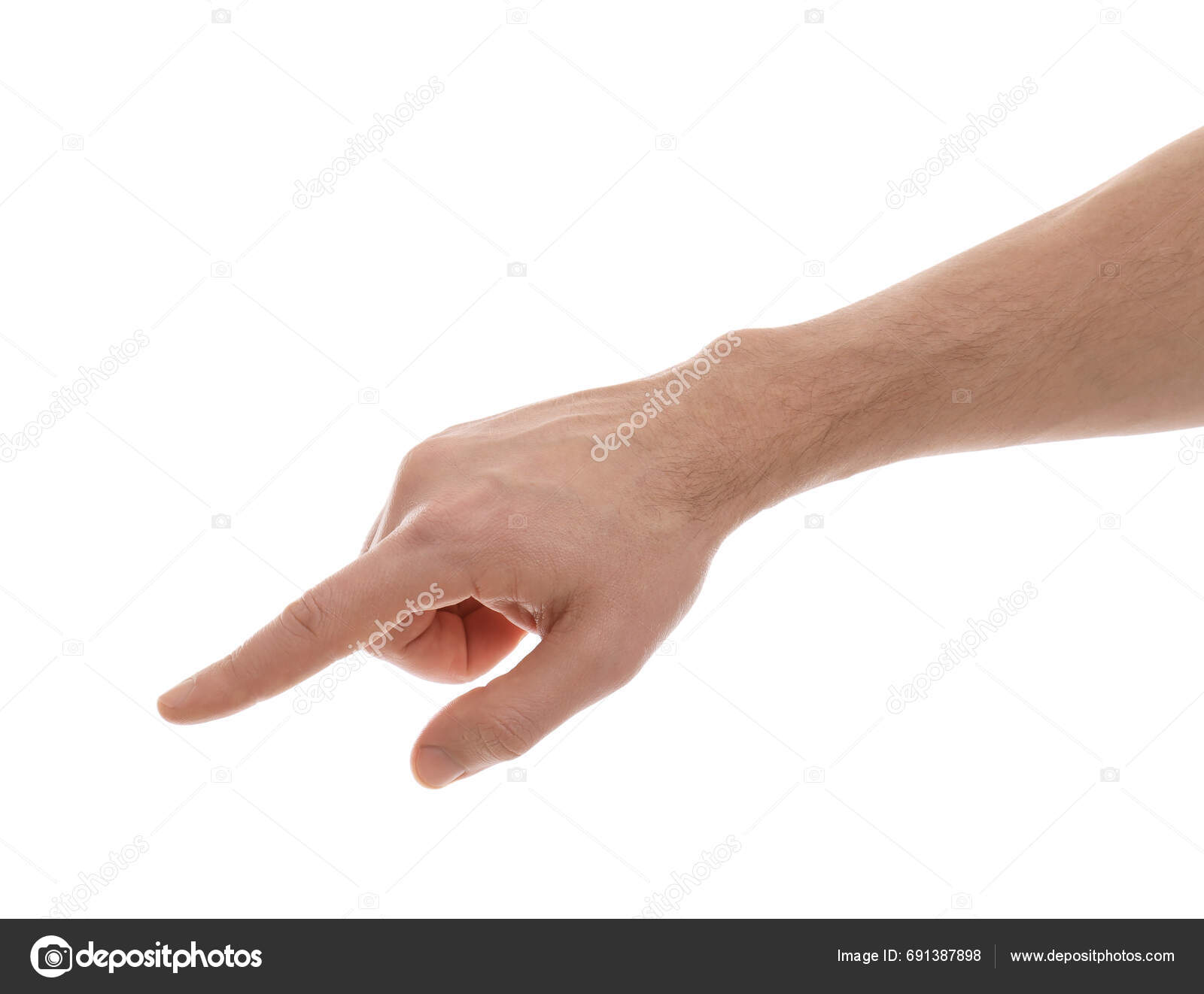 Man Pointing Index Finger White Background Closeup — Stock Photo ...