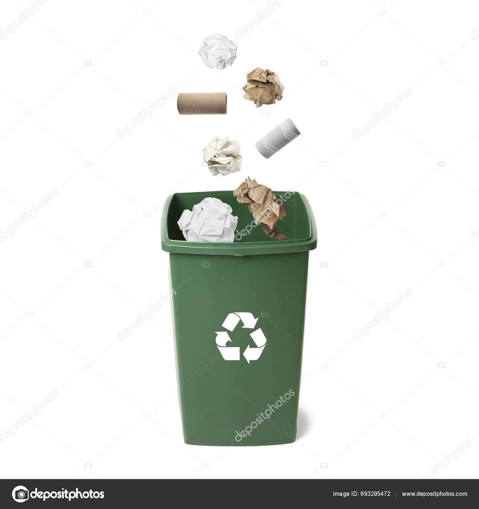 Garbage Falling Trash Bin White Background — Stock Photo © NewAfrica ...