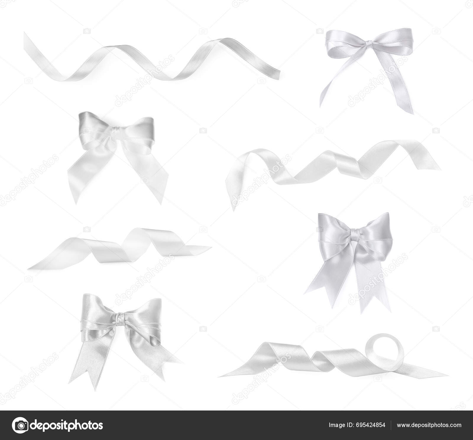 White Satin Ribbons Bows Isolated White Set — Stock Photo © NewAfrica ...