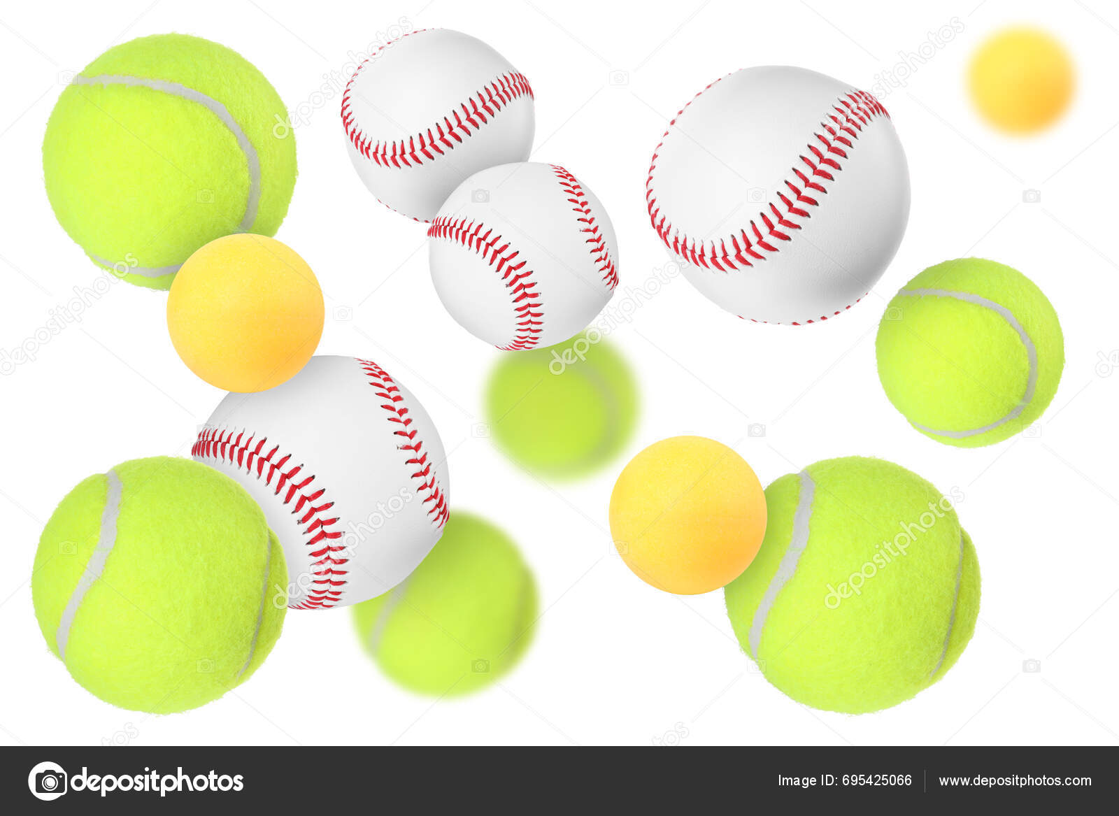 Many Balls Different Sports Flying White Background — Stock Photo ...
