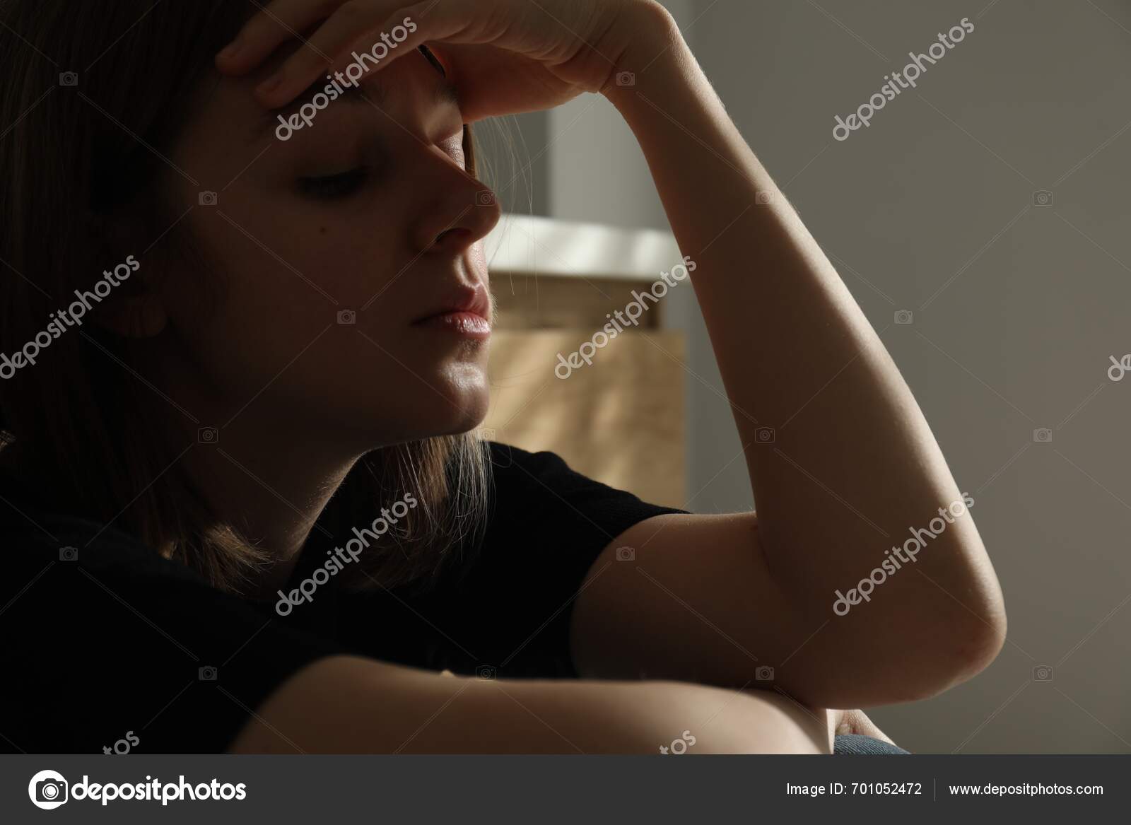 Sad Young Woman Blurred Background Closeup — Stock Photo © NewAfrica ...