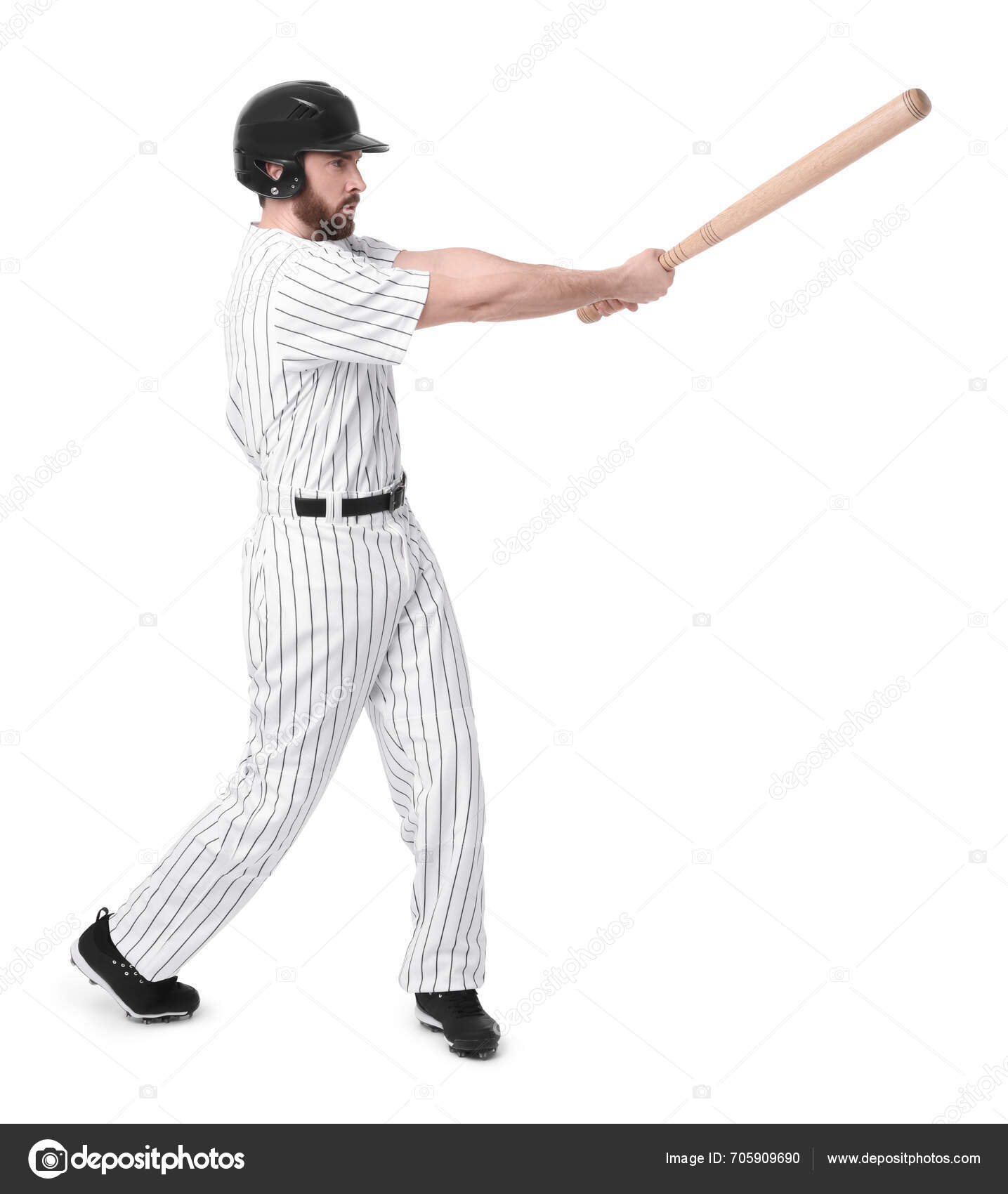 Baseball Player Bat White Background — Stock Photo © NewAfrica #705909690