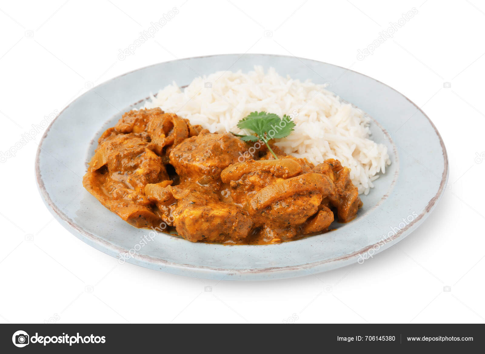 Delicious Chicken Curry Rice Isolated White — Stock Photo © NewAfrica ...