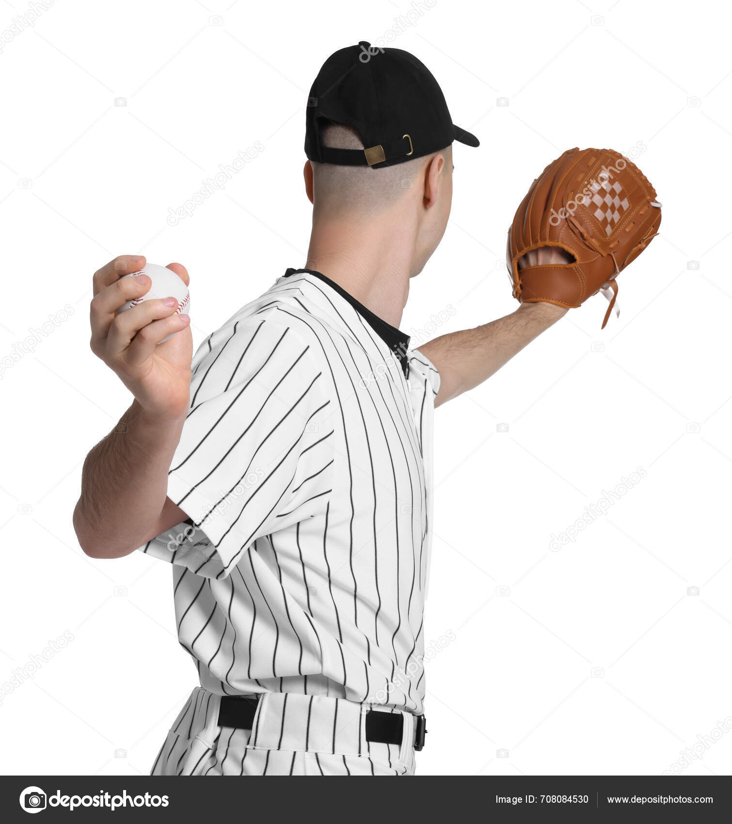 Baseball Player Throwing Ball White Background Back View — Stock Photo ...