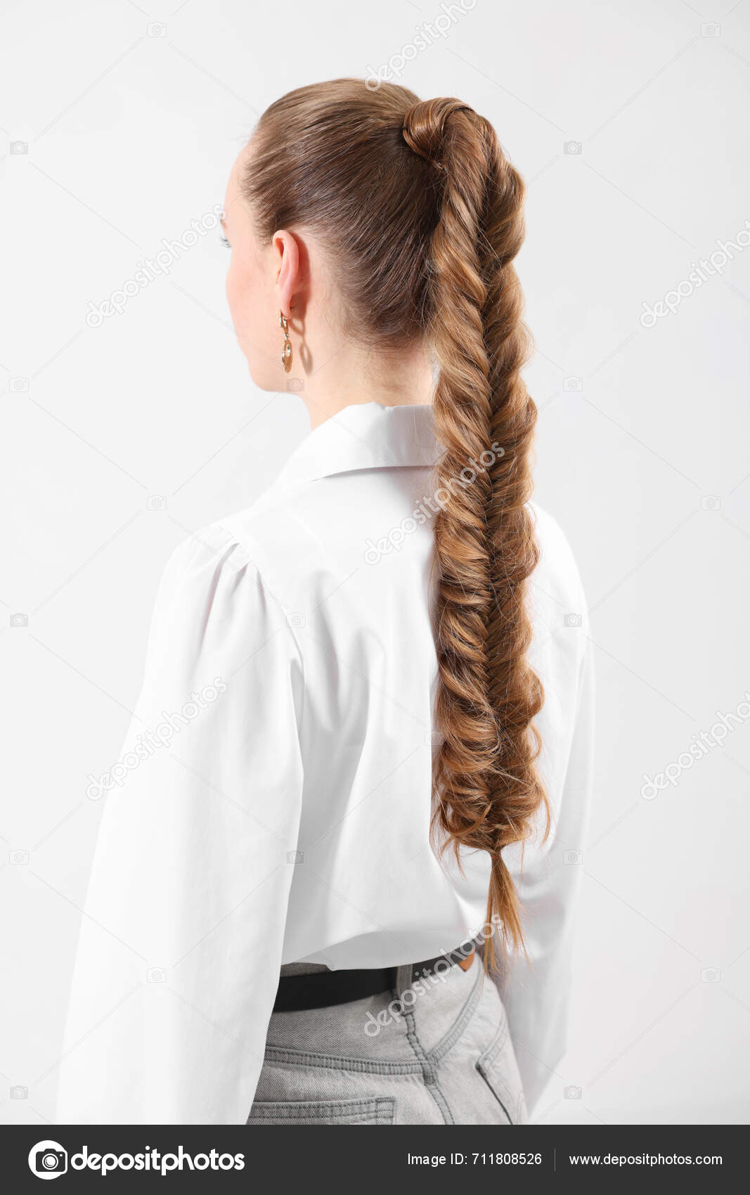 Woman Braided Hair Light Background — Stock Photo © NewAfrica #711808526