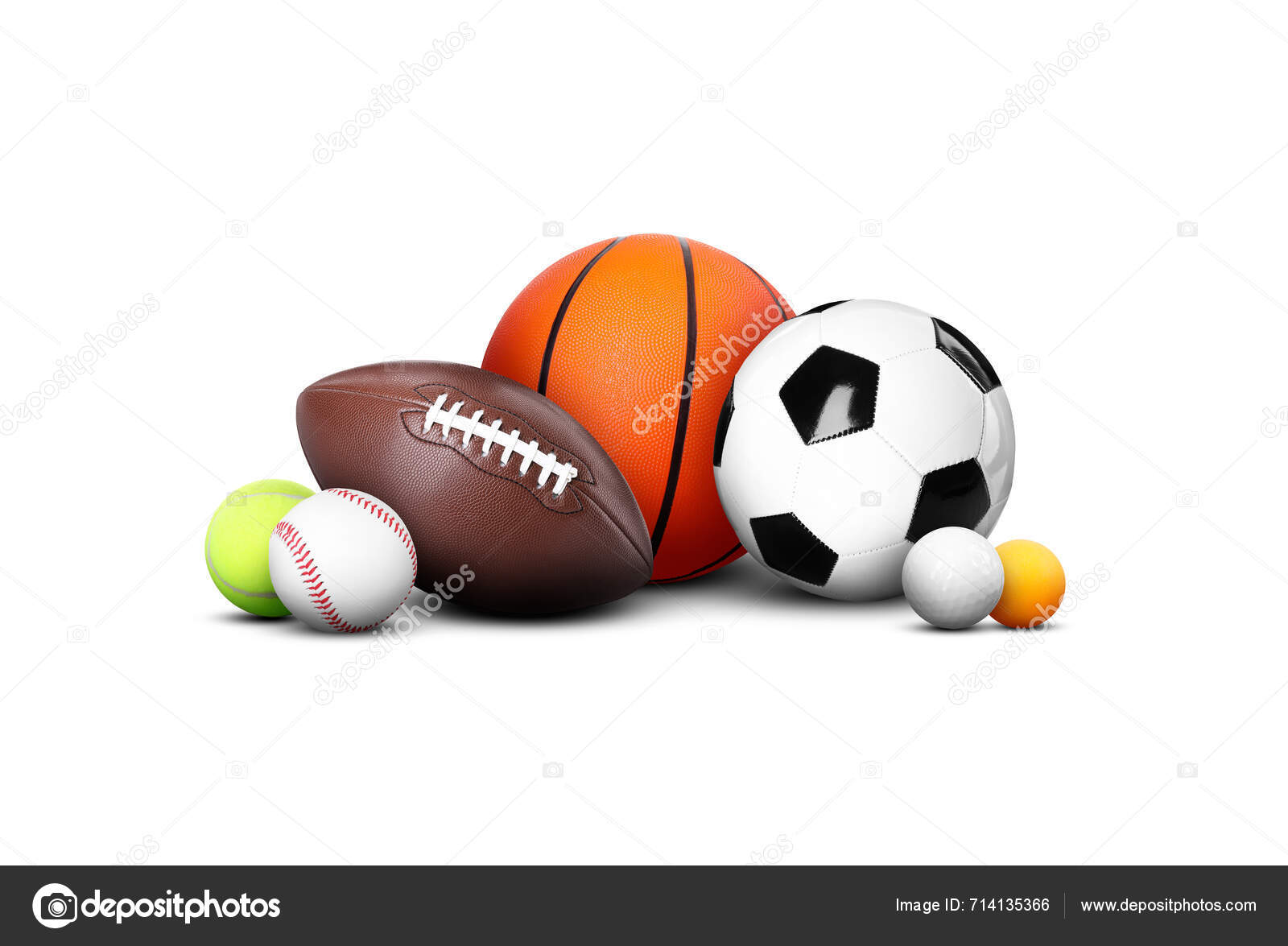 Collection Balls Different Sport Games Isolated White — Stock Photo ...