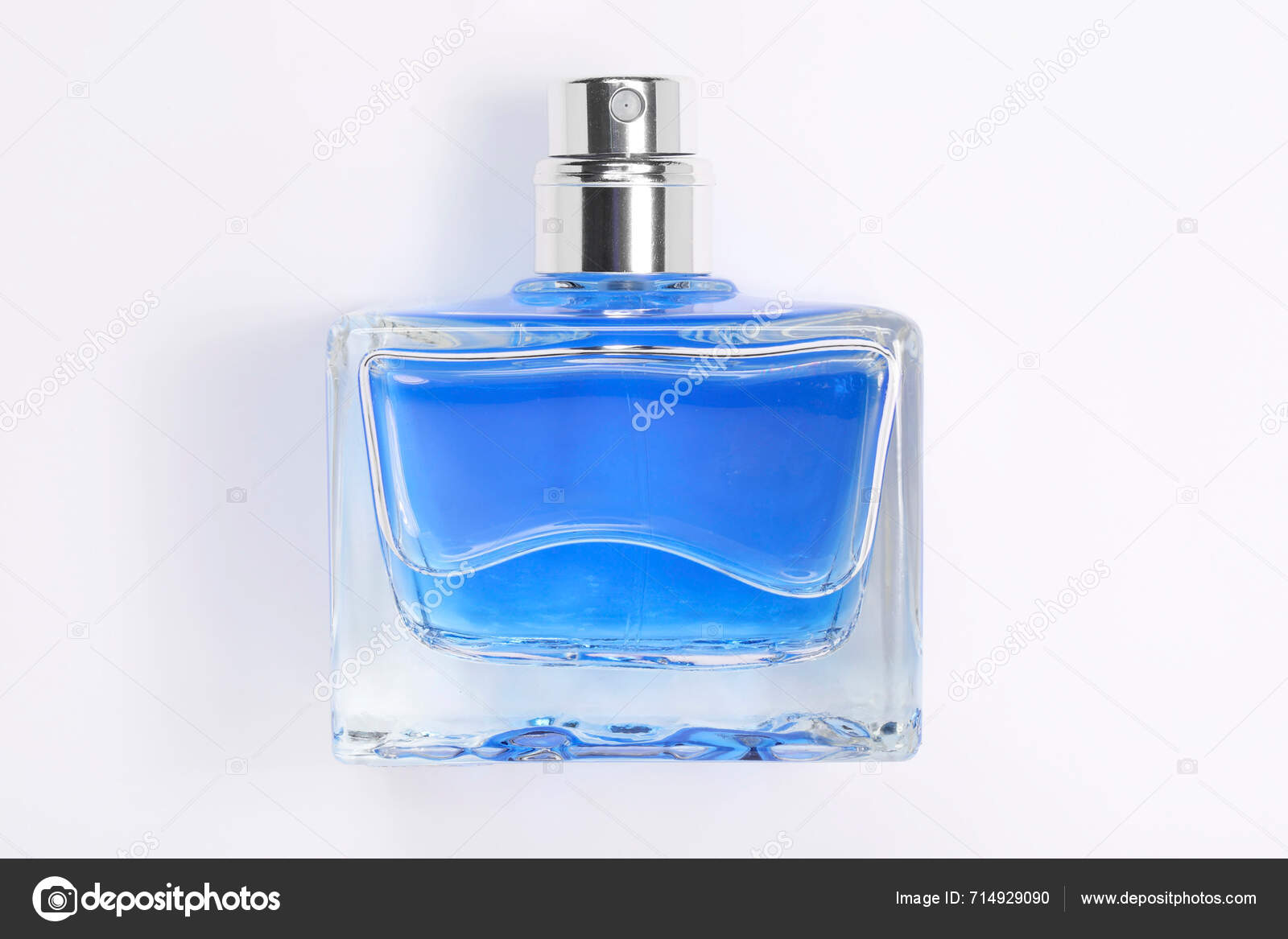 Blue Men's Perfume Bottle White Background Top View — Stock Photo ...