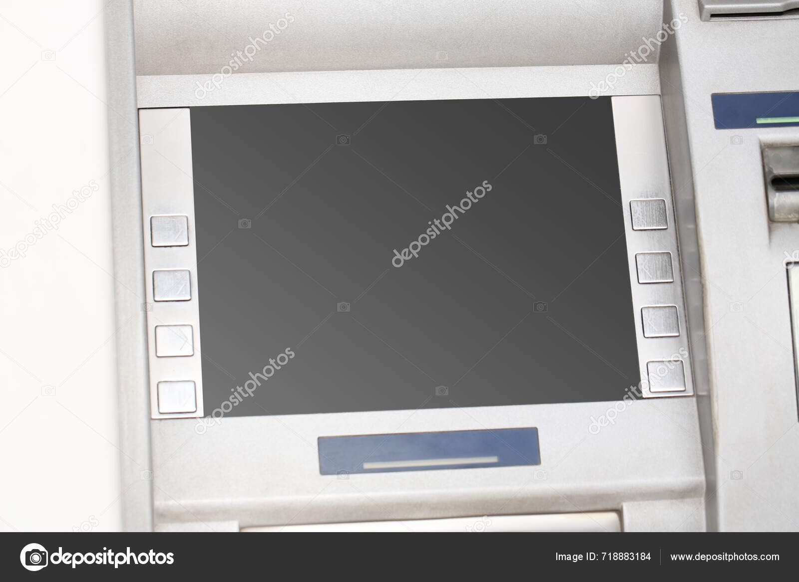 Modern Automated Cash Machine Screen Outdoors Closeup — Stock Photo ...