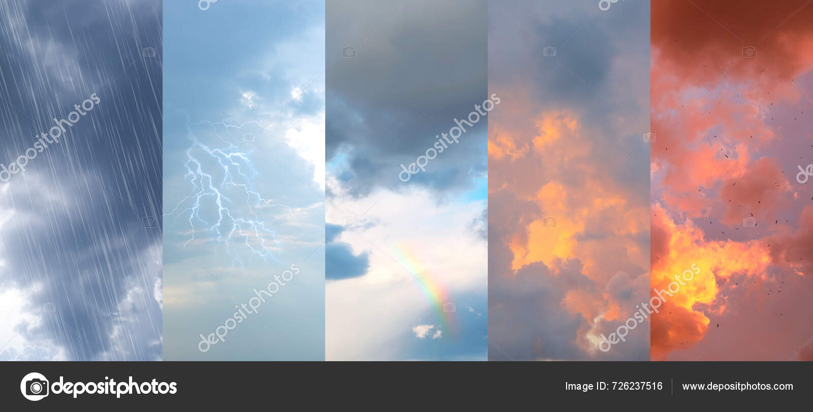 Forecast Concept Collage Photos Different Weather Conditions — Stock ...
