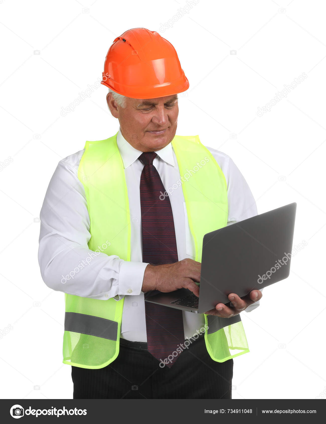 Engineer Hard Hat Laptop White Background — Stock Photo © NewAfrica ...