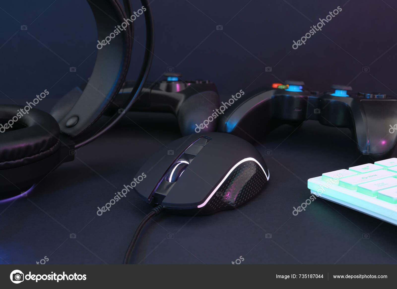 Ratón Ordenador Auriculares Teclado Rgb Controladores Juego Sobre Fondo ...