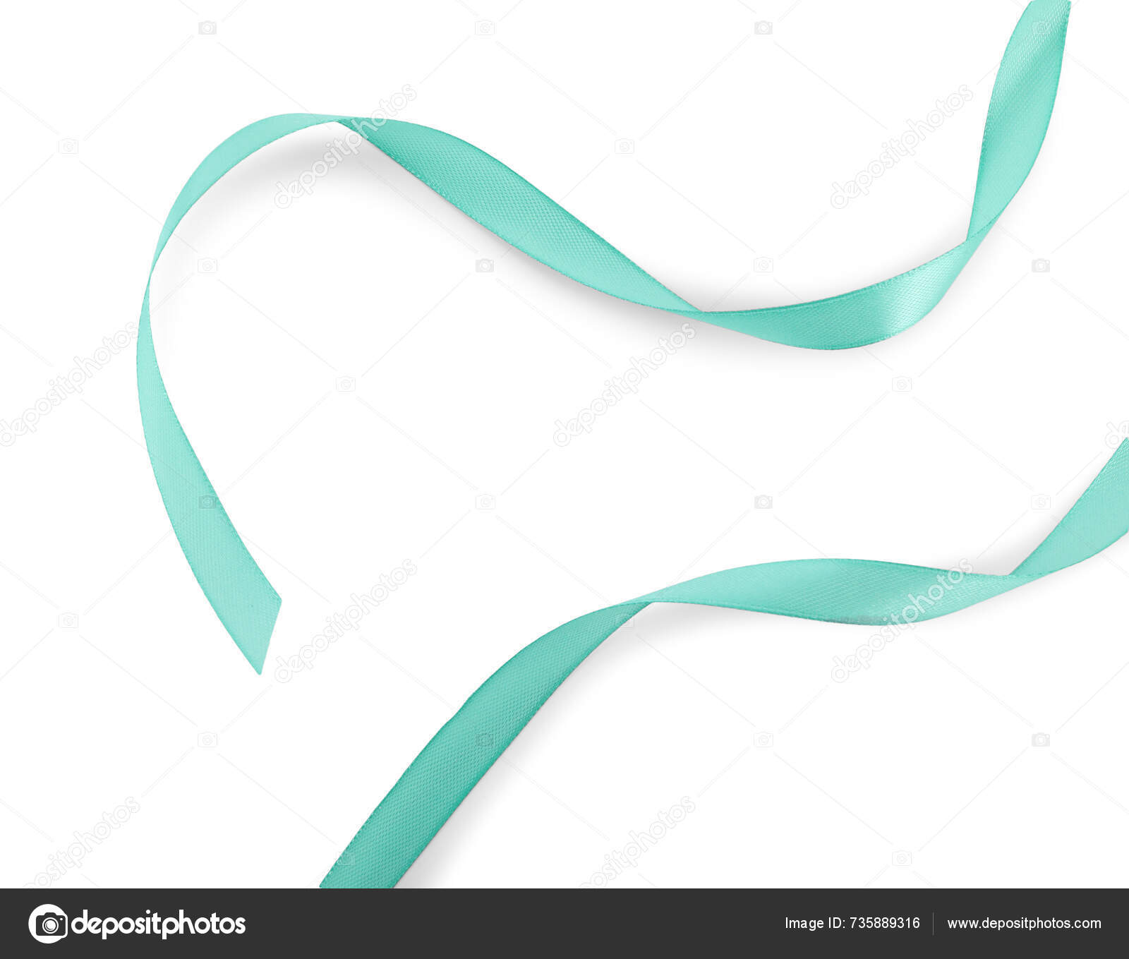 Beautiful Turquoise Ribbon Isolated White Top View — Stock Photo ...