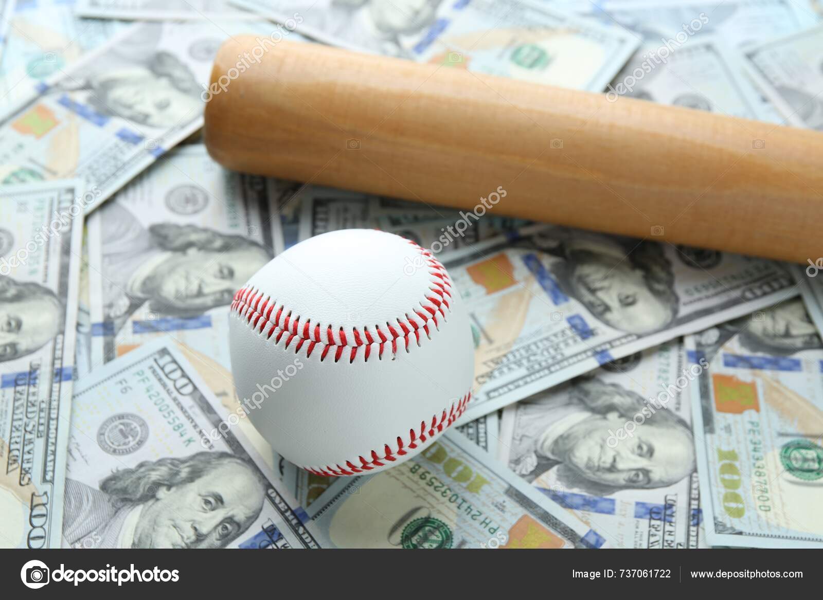 Baseball Ball Bat Dollars Bills Closeup — Stock Photo © NewAfrica ...