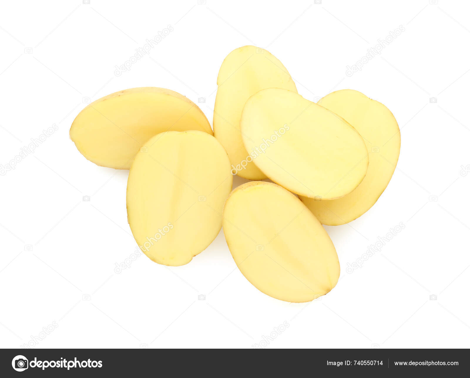 Halves Fresh Cut Potatoes Isolated White Top View — Stock Photo ...