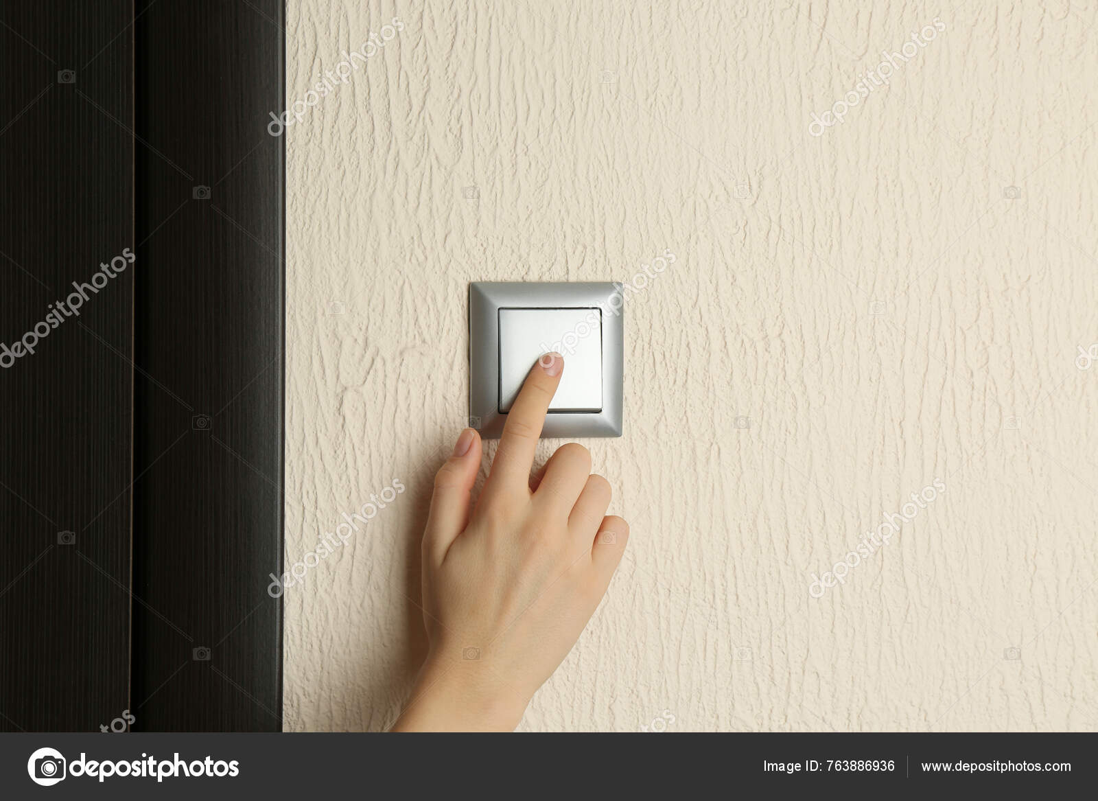 Woman Turning Light Switch Closeup View — Stock Photo © NewAfrica ...