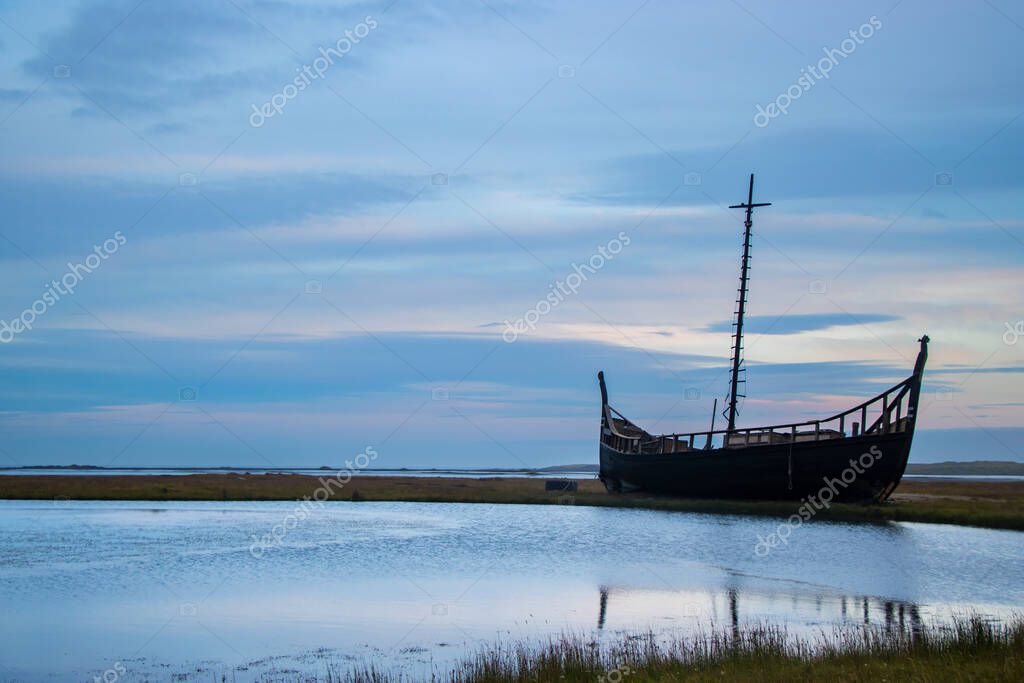 Old Viking Village ruins of Kattegatt with black sand beach, viking ...