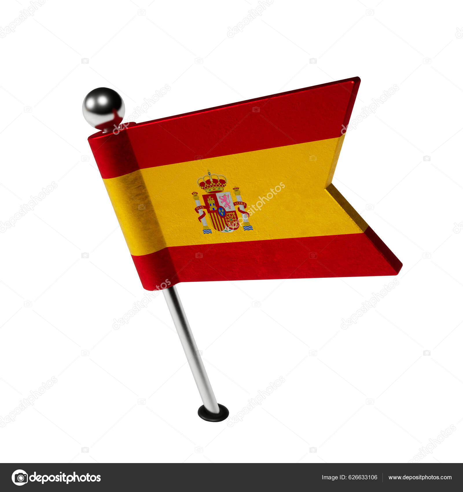 Spanish Flag Board Pin Shape Flag Flag Tilted Left Render — Stock Photo ...