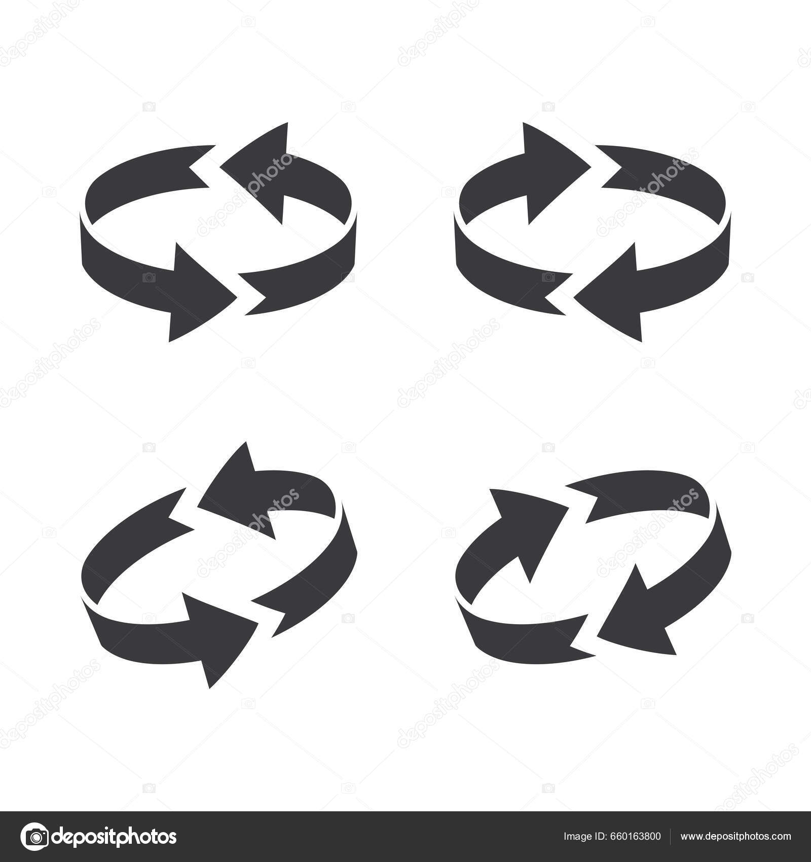 Rotation Circular Arrows Icon Isolated Vector Illustration White ...