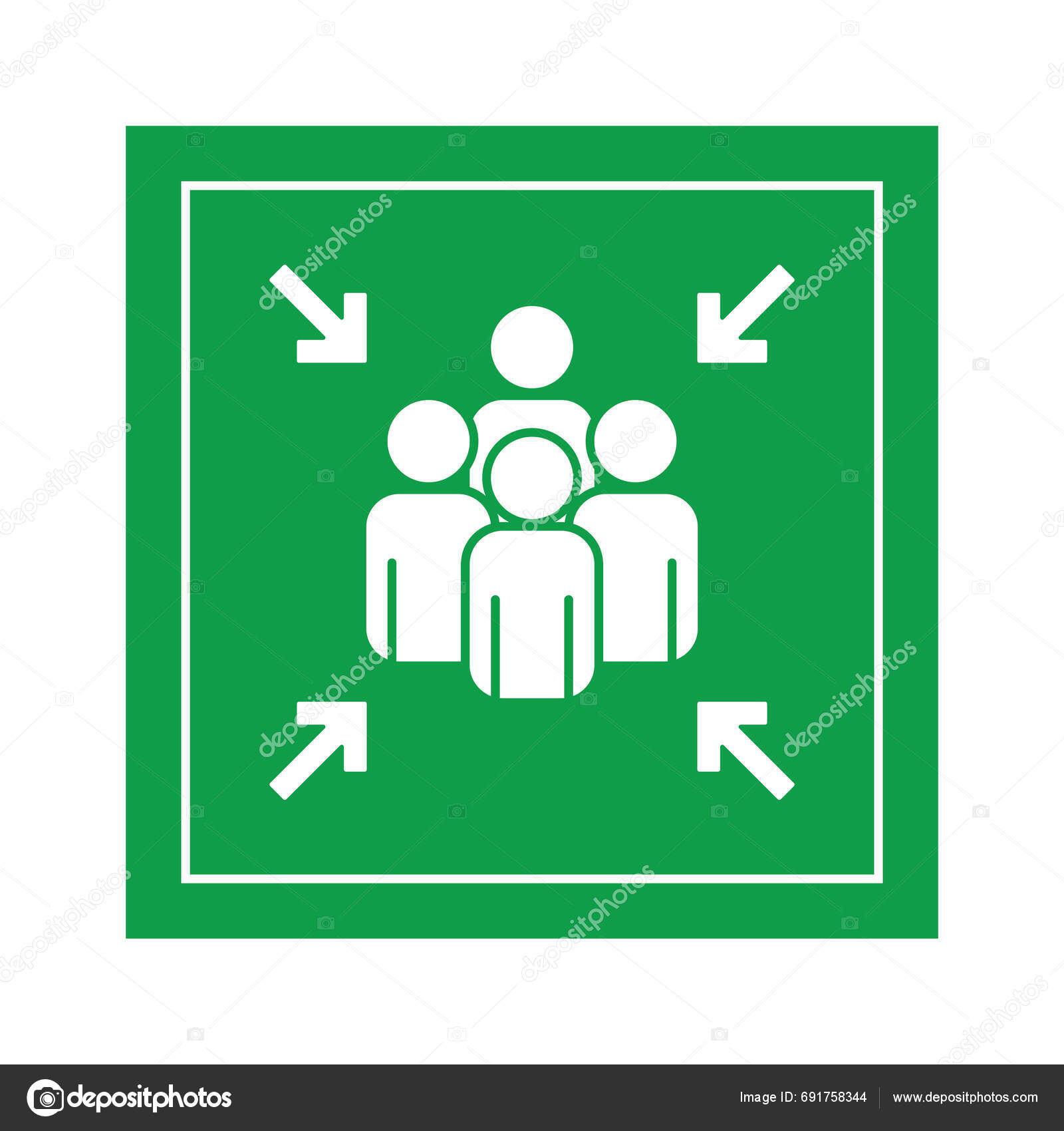 Emergency Evacuation Assembly Point Sign Vector Illustration White ...