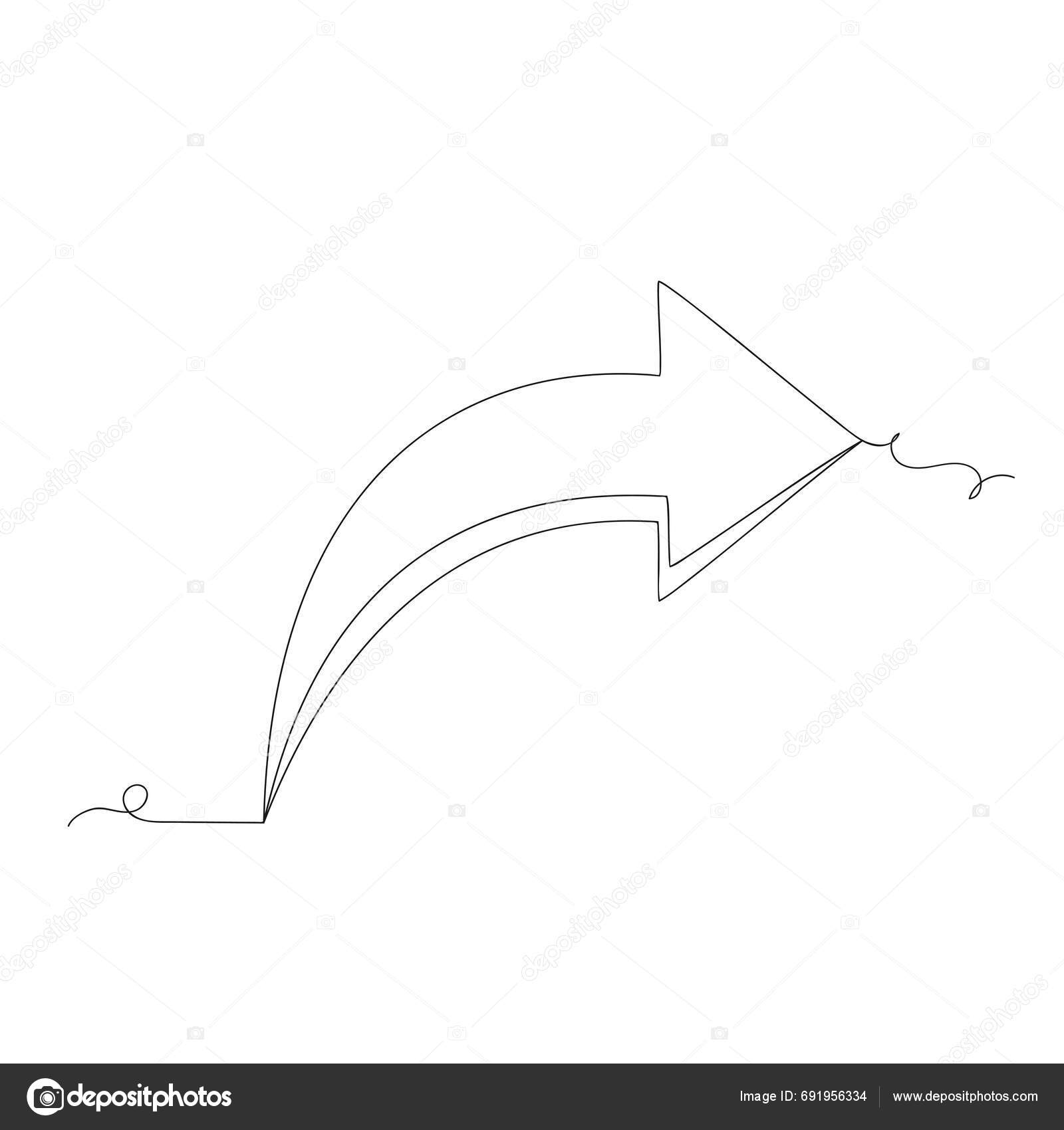 Continuous Line Art Hand Drawn Arrow Isolated Vector Illustration White ...