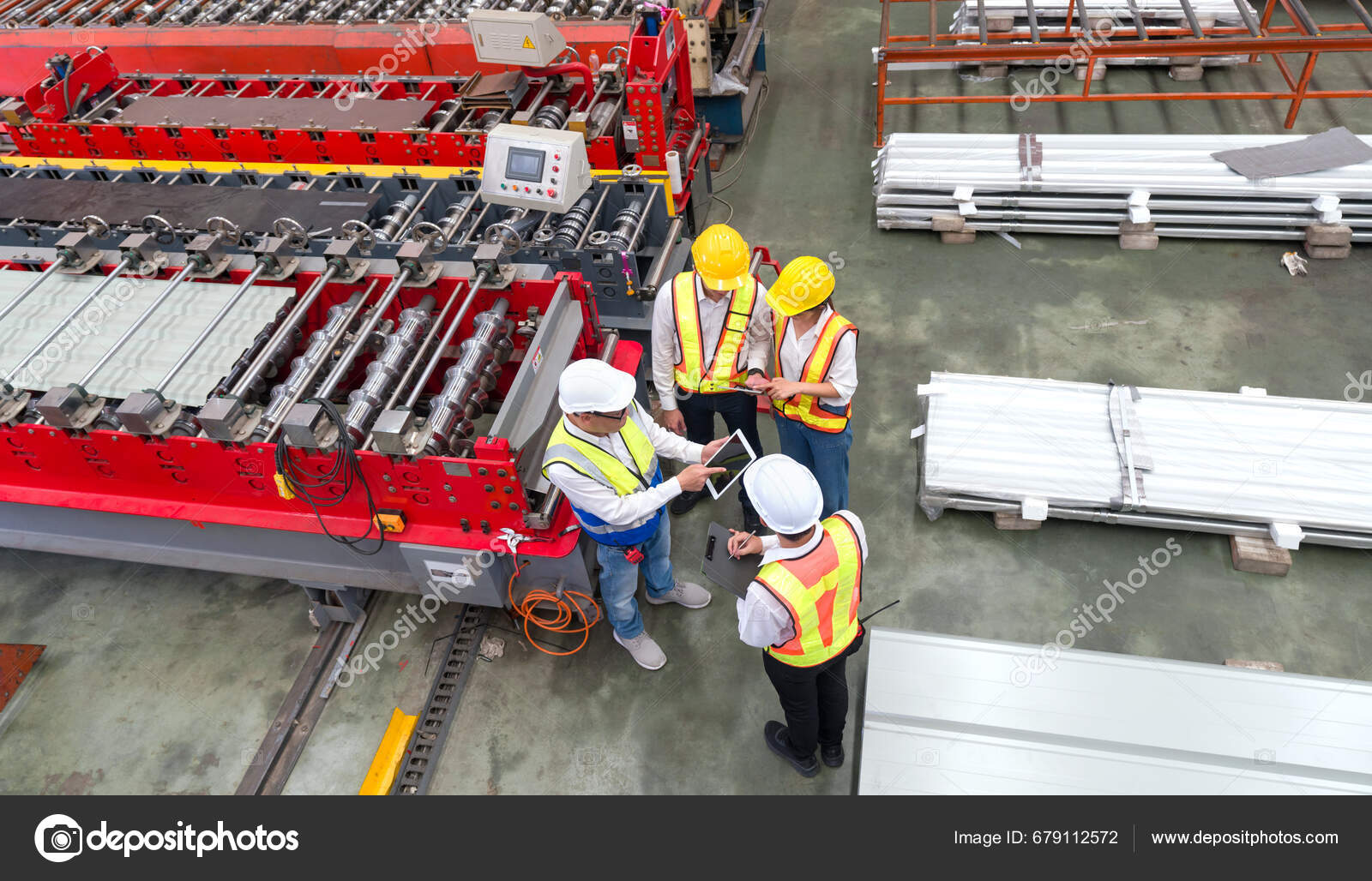 Senior Engineer Manager Trains New Employees Metal Sheet Factory ...