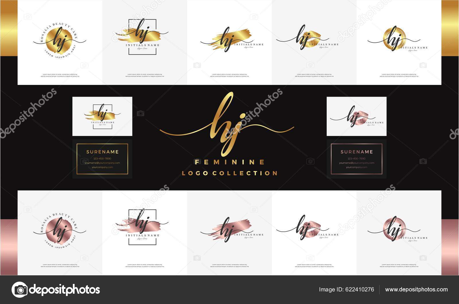 Elegant Luxury Initial Letter Handwriting Gold Logo Design Feminine ...